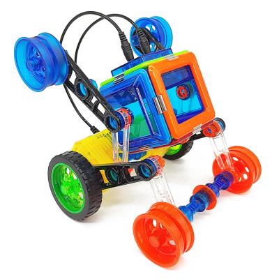 China DIY Puzzle Toys Magnetic Block Sets Versatile Shapes Magnetic Building Tiles With Wheel for sale