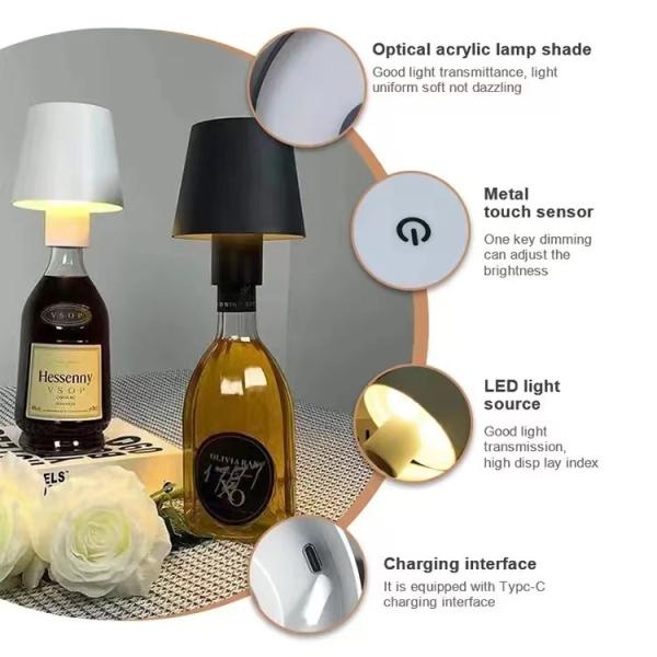 Quality Cute 3 Color Wireless Bottle Table Lamp Touch Control Night Light Rechargeable Led Bedside Lamp for Livingroom/Restaurant/Bar for sale