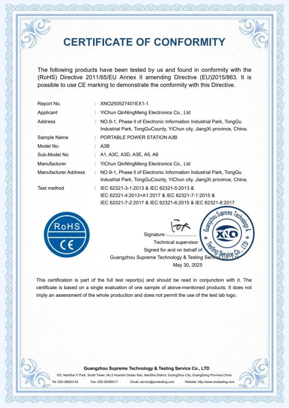 CE-ROHS - Yichun Qinningmeng Electronics Co., Ltd.