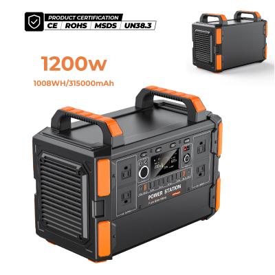China Estação de energia LiFePO4 Bateria 1200W Estação de energia de painel solar portátil com controlador MPPT à venda