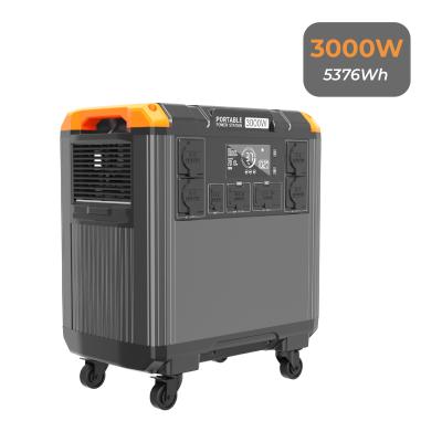 China 3000W Portable USB Type C DC AC Power Station With LifePO4 Battery MPPT Controller EU PLUG for sale