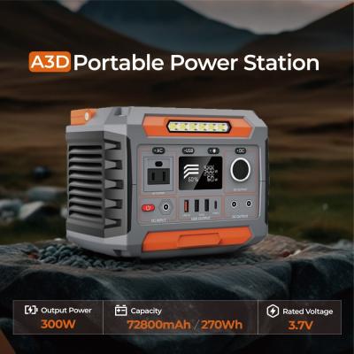 중국 270Wh 리튬 배터리 및 태양광 충전 기능이 있는 300W 휴대용 발전소 판매용