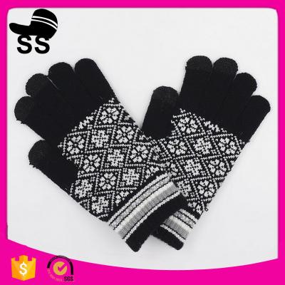 China 90%Acrylic 5%Spandex 5%Conductive 10.5*20.5cm Fashion Warm Touch Screen Gloves For Men Ladies Winter Knitting Gloves for sale