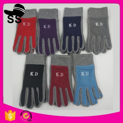 China 2017 On stock double layer new design the cheapest 11*24cm 67g 100%polyester warm non-slip winter polar fleece gloves for sale
