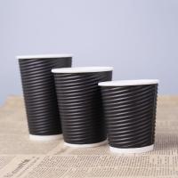 China Insulated Corrugated Paper Cup Double-layer Red Wavy Pattern 8oz for sale