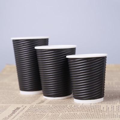 Quality Insulated Corrugated Paper Cup Double-layer Red Wavy Pattern 8oz for sale