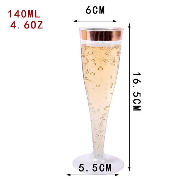 Quality Plastic Champagne Flutes Plastic Champagne Glasses With Gold Glitter Rim for sale