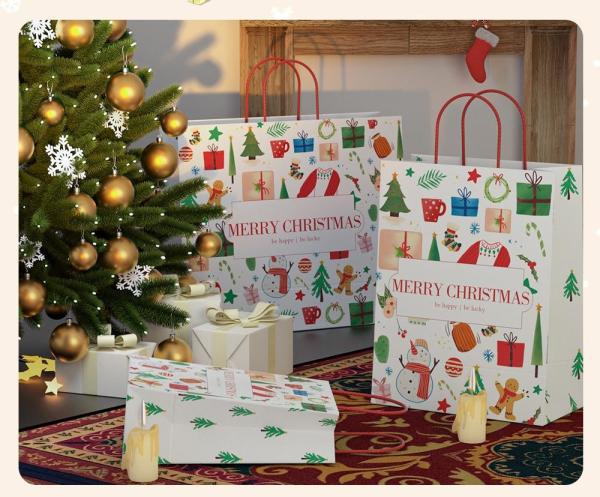 Quality Customized Christmas Gift Bag With Kraft Paper Bag Printed Logo for sale