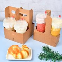 Quality Kraft Paper Disposable Thockened Coffee Cup Single Dual Quad Holder for sale