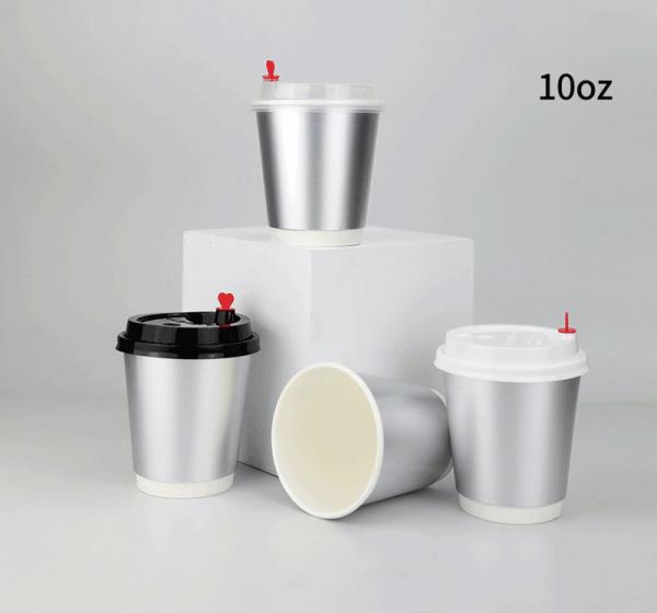 Quality 10oz Silver Doulble Wall Insulated Paper Coffee Cup for sale