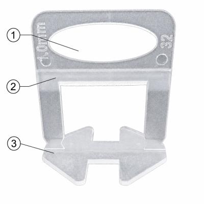 China Multi Thickness Oval Opening Tile Leveling Clip 3-15mm for Thin Panel to Standard Porcelain Commercial Floors for sale