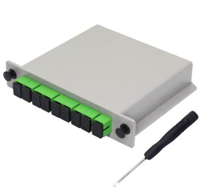 China 1x8 divisor óptico del PLC del casete de la fibra del SC APC en caja de la fibra óptica en venta