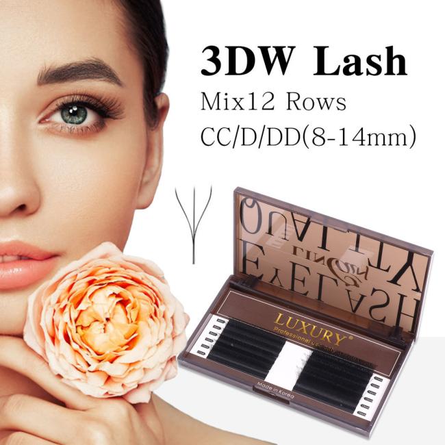 Makeup Eyelashes 8-14mm Mixed Rapid Volume Lash Extensions Cc/D/Dd Curl 0.10 3D 5D Yy Automatic Blooming Flower Lashes Individual Lashes