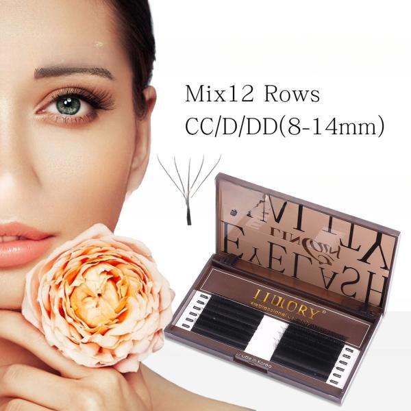 Quality Yy Shape Volume Lash Extensions C/D Curl 0.1mm Long Lasting Premade Fans Matte for sale