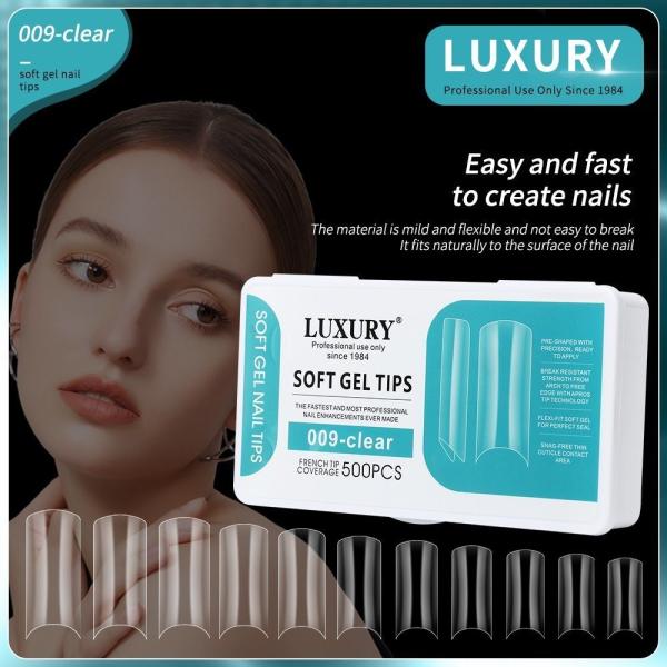 Quality French Fake Nails Square Press on Nails Medium Half Cover Acrylic Natural False for sale
