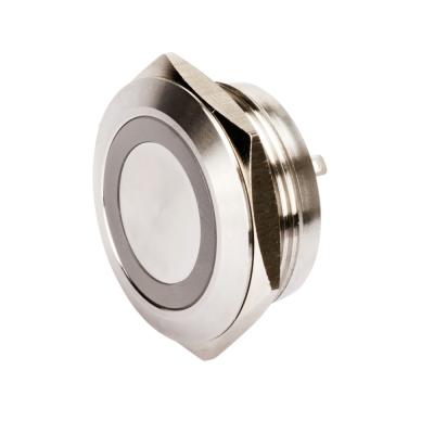 China 12v Ring Led Anti Vandal Push-Knoopschakelaar 22mm Kortstondige Roestvrij staalmicro Te koop