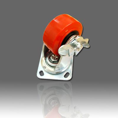 China 4"/100mm Heavy duty swivel castor with braked, with Red wheel.MS-W8408HDWB. for sale