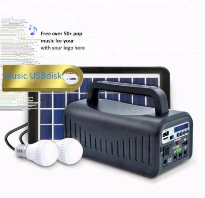 China off-Grid Solar Home Lighting System Solar Panel Power Bank Solar Power generator 3W 8Ah USB charging music player for sale