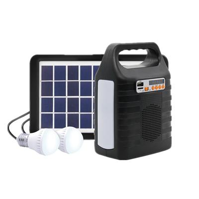 China 3W 6V solar panel portable solar lighting kits solar desk lamp solar power system solar power bank with FM MP3 Bluetooth for sale