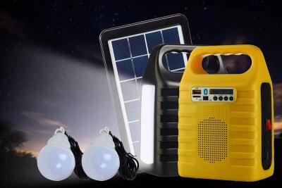 China 6V 8AH solar lighting kits  solar power system solar power bank with FM MP3 Bluetooth LED table lamp USB charging for sale