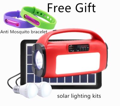 China 6V Solar Power kits with music Player, LED Torch, BlueTooth Speaker, FM solar panel kits system for sale