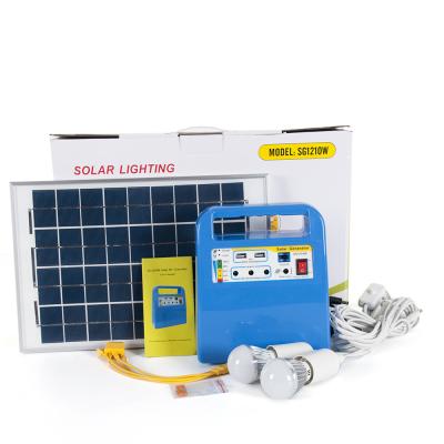 China 12V 10W Home Solar Power energy System with MP3 player FM Radio speaker USB charging LED bulb for sale