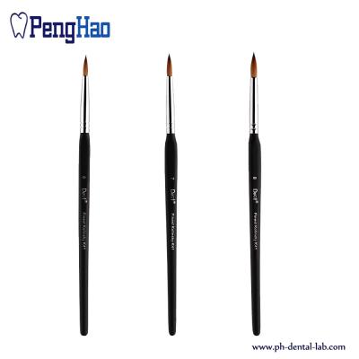 China Pure Kolinsky Dental Ceramics Porcelain Brush 6 round Wood Handle for sale