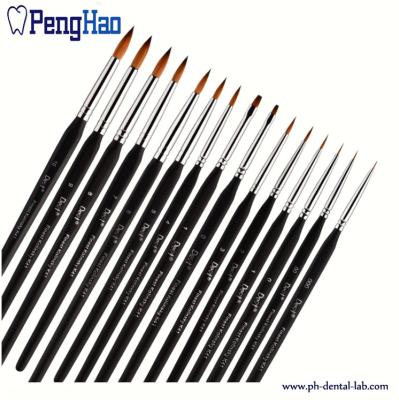 China Pure Kolinsky Dental Ceramics Porcelain Brush 6 round Wood Handle Taiwan OEM for sale