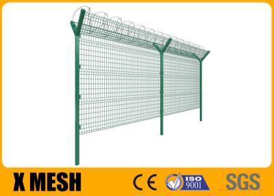 China Airport V Mesh Security Fencing 5mm Wire With Razor Barbed Wire Black Abrasion Proof for sale
