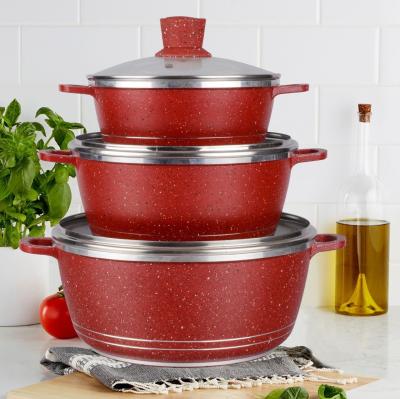 Cina Caldo vendere 6 pezzi del vaso di alluminio della minestra ha messo il doppio articolo da cucina inferiore Ollas che cucina l'insieme delle pentole dell'insieme del vaso in vendita