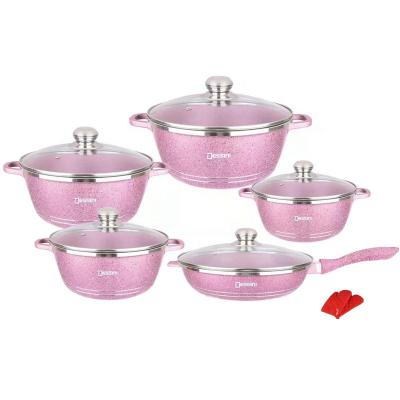 Cina La colata economica 12 PCS che la pietra medica che cucina il vaso ha messo le pentole del bastone di Dessini non ha messo gli insiemi di alluminio delle pentole di induzione di Ollas in vendita