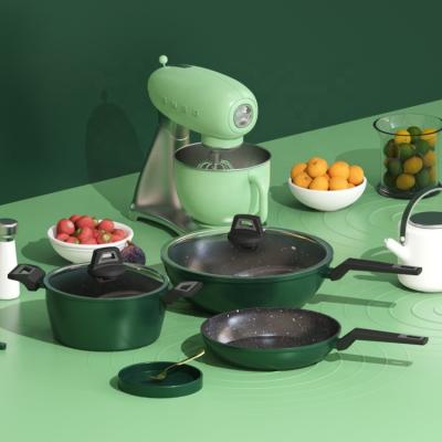 Cina Lle pentole di cottura antiaderanti di vendita calde di 3 pezzi mettono il vaso di alluminio antiaderante del latte degli articoli della cucina che frigge Pan Cooking Pot Set in vendita