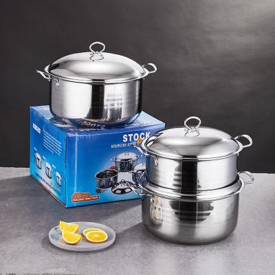 Cina Vaso multifunzionale delle pentole della cucina di grande capacità 3 pezzi di acciaio inossidabile Ollas della minestra del vaso dell'insieme dell'insieme delle pentole in vendita