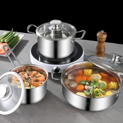 Cina Non vaso coreano di vendita caldo della minestra di acciaio inossidabile dello stufato di castrato dell'insieme delle pentole del bastone 3pcs che cucina l'insieme del vaso in vendita