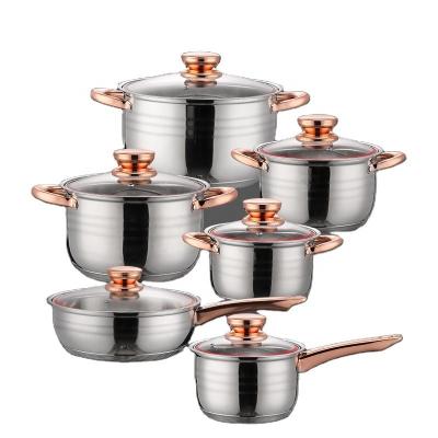 Cina L'acciaio inossidabile di PCS di alta qualità 12 mette Pan And Pot Cooking Pot mette l'insieme antiaderante delle pentole per la cucina in vendita