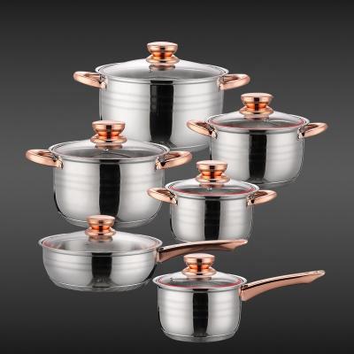 Cina L'acciaio inossidabile Pan And Pot Nonstick Cookware di PCS 201 del nuovo prodotto 12 mette con la maniglia di acciaio inossidabile in vendita