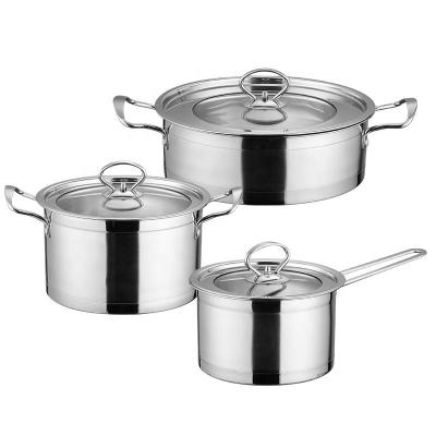 China O projeto novo que cozinha o grupo bandejas de aço inoxidável e potenciômetros do Cookware 18/8 da cozinha de 6 partes ajustou-se à venda