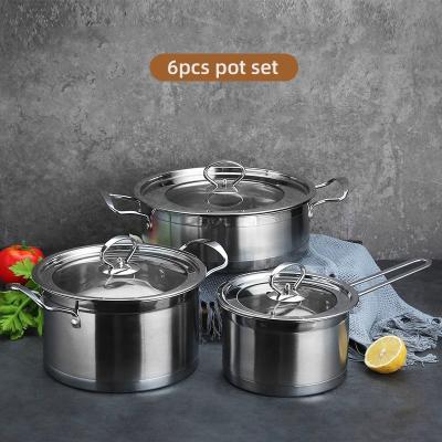 China O potenciômetro de cozimento de prata do Cookware Multifunction da cozinha ajustou grupos de aço inoxidável do Cookware com punho da baquelite à venda