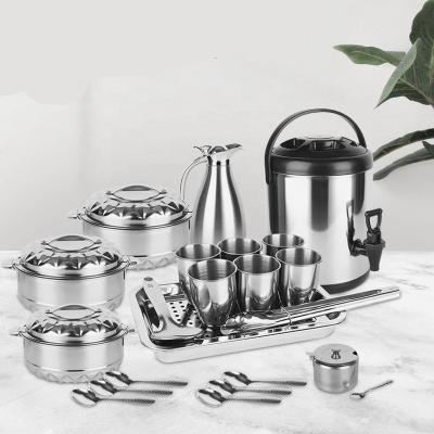 China O Cookware diferente da parte de OEM/ODM ajustou potenciômetros feitos sob encomenda e as bandejas vendem por atacado o grupo de cozimento de aço inoxidável do potenciômetro 21pcs à venda