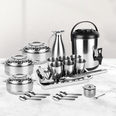 China O Cookware de aço inoxidável direto da venda 21 PCS que cozinha o potenciômetro de aço do potenciômetro da sopa ajustou grupos do Cookware da isolação à venda