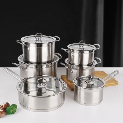 China O Cookware de aço inoxidável inferior dobro do grupo de Cookingware da Warethree-camada de alta qualidade da cozinha ajustou o cozimento do grupo do potenciômetro e das bandejas à venda