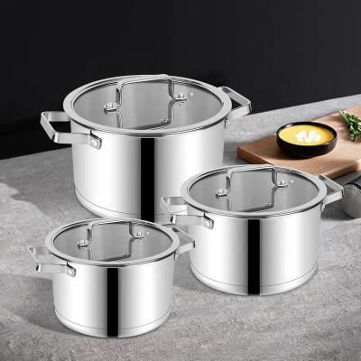 Cina Pentole dell'insieme del vaso della minestra di acciaio inossidabile dei pc dell'articolo da cucina 6 di alta qualità messe con il coperchio di vetro in vendita