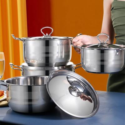 China Kwaliteit 8 Stukken Roestvrij staal 410 niet Stok Pan Cookware Sets Kitchemware Pot Te koop
