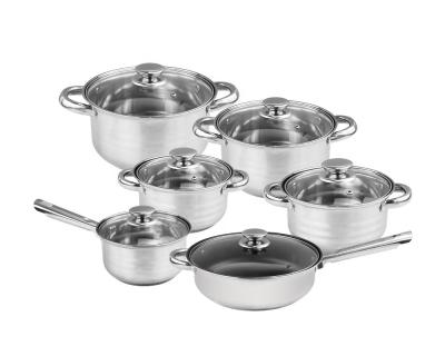 China In het groot Kwaliteits12pcs Potten 410 Roestvrij staal die Cookware-Reeks koken Te koop