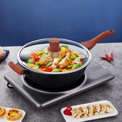 Cina Bastone di frittura di alluminio all'ingrosso di abitudine 32cm Pan Maifan Stone Coating Non che cucina la padella del vaso in vendita