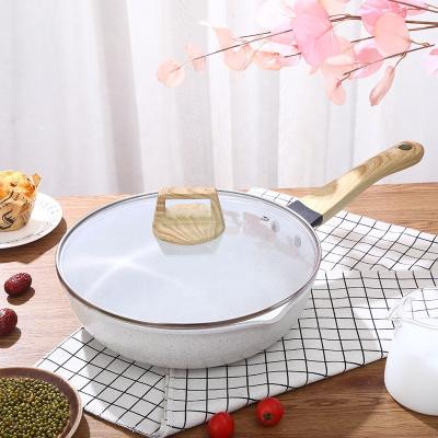 Cina La nuova omelette di induzione di arrivo filtra il granito di alluminio ricoprente del bastone della padella della pietra di Maifan non che frigge Pan Skillet Pan in vendita