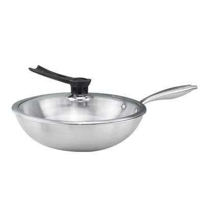Cina Coperchio di frittura tre volte antiaderante su misura di Pan Honeycomb Wok With Glass del wok di acciaio inossidabile della cucina 18/8 in vendita