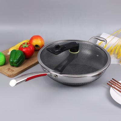 Cina Padella antiaderante di vendita calda del favo di acciaio inossidabile di SUS 304 della pentola del wok di induzione della cucina 32cm in vendita