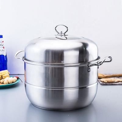 中国 磨く良質のステンレス鋼 ミラーSSのハンドルが付いている汽船の誘導の調理器具の鍋の汽船の鍋を調理する 販売のため