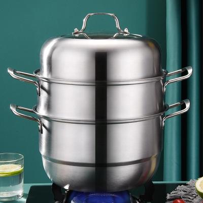 中国 鍋を調理する熱い販売OEMの台所調理器具2つの層の台所用品スープ鍋のステンレス鋼の厚くされた汽船の鍋 販売のため